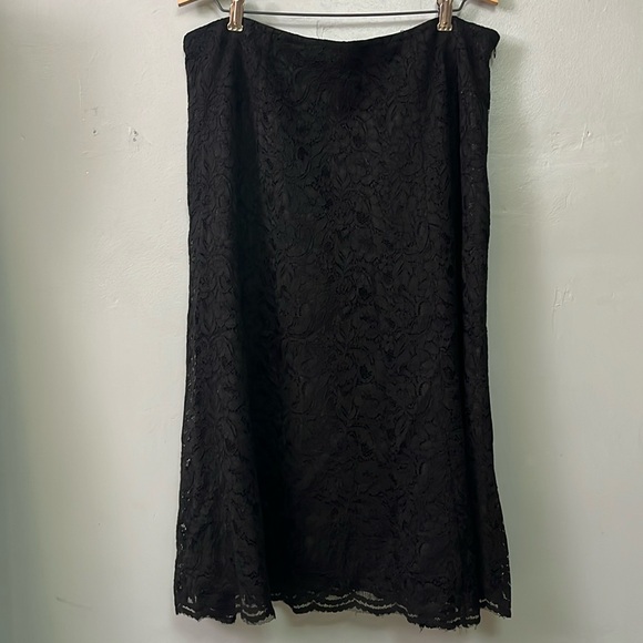 Kate Hill | Skirts | Kate Hill Black Lace Satin Lined Midi Dress | Poshmark